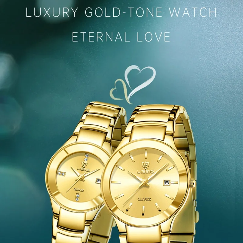 LIEBIG L1034 Date Display Analogue Quartz Couple Wrist Watch with ...