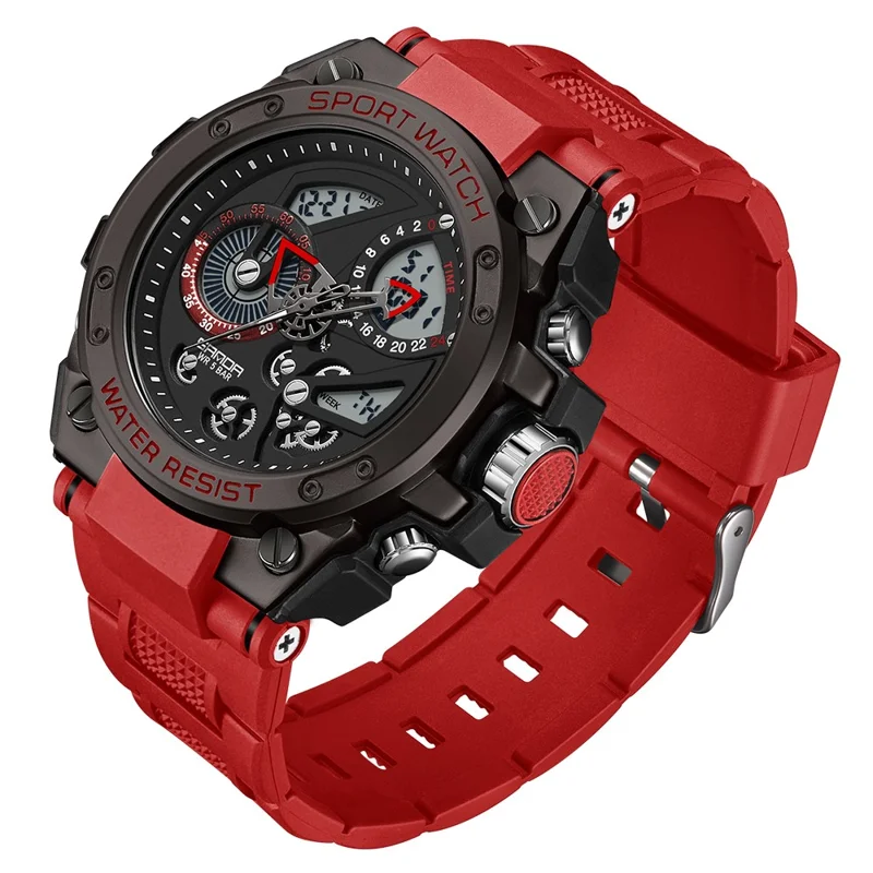 Wholesale SANDA 9020 Luminous Watch Multifunction Analog Digital Dual ...