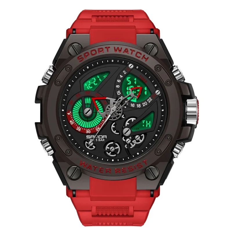 Wholesale SANDA 9020 Luminous Watch Multifunction Analog Digital Dual ...