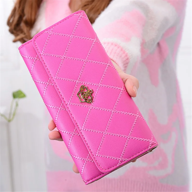 Wholesale Customize Women Wallet Long Trifold Crown Leather Wallet ...