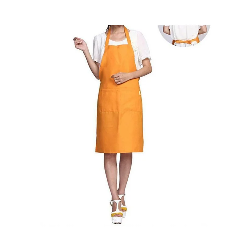 Wholesale Home Kitchen Simple Stylish Pure Color Apron - Orange Custom ...