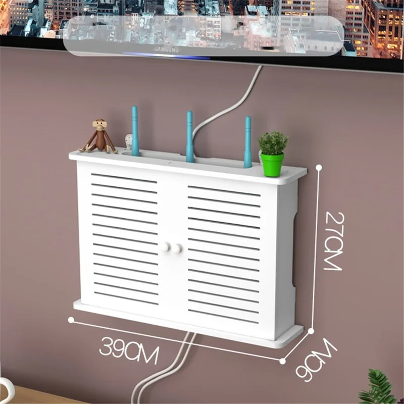 WiFi Router Cable Wire Storage Box Wall Mount Shelf Storage Rack - S ...