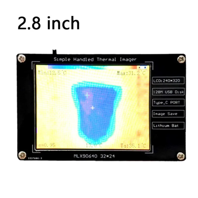 MLX90640 2.8 inch TFT Screen Infrared Thermal Imager Temperature Meter ...