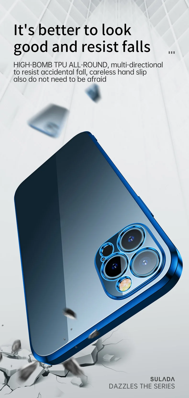 SULADA Colorful Dazzling Electroplating TPU Phone Back Case for iPhone ...