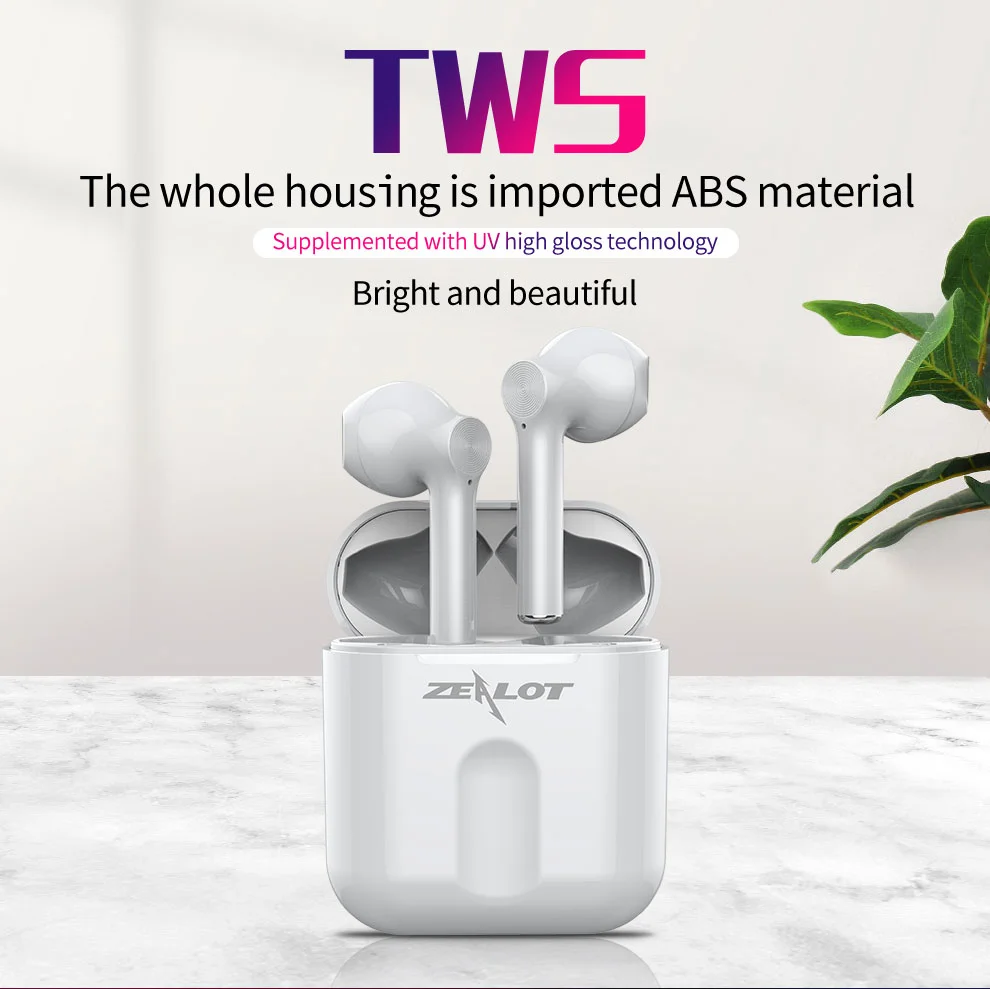 ZEALOT T2 TWS Bluetooth 5.0 Earphone Stereo Earbud with Mic Charging ...