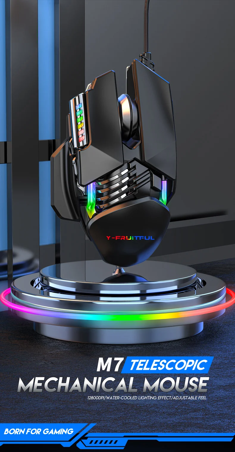 Y-FRUITFUL M7 Telescopic Mechanical Mouse 6-Speed DPI Adjustable Wired ...