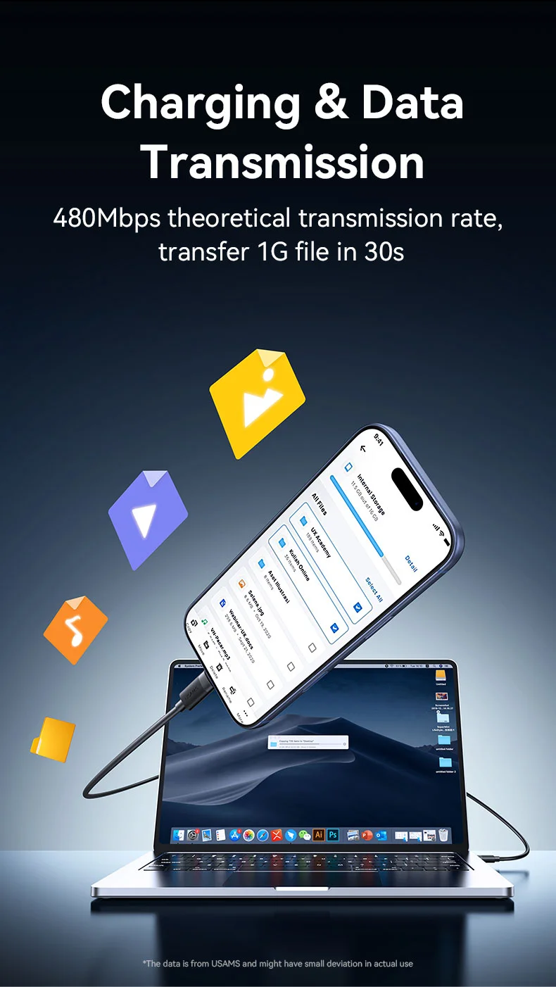 USAMS SJ777 U94 Type-C 3A Fast Charging & Data Cable (1m) - BLACK ...