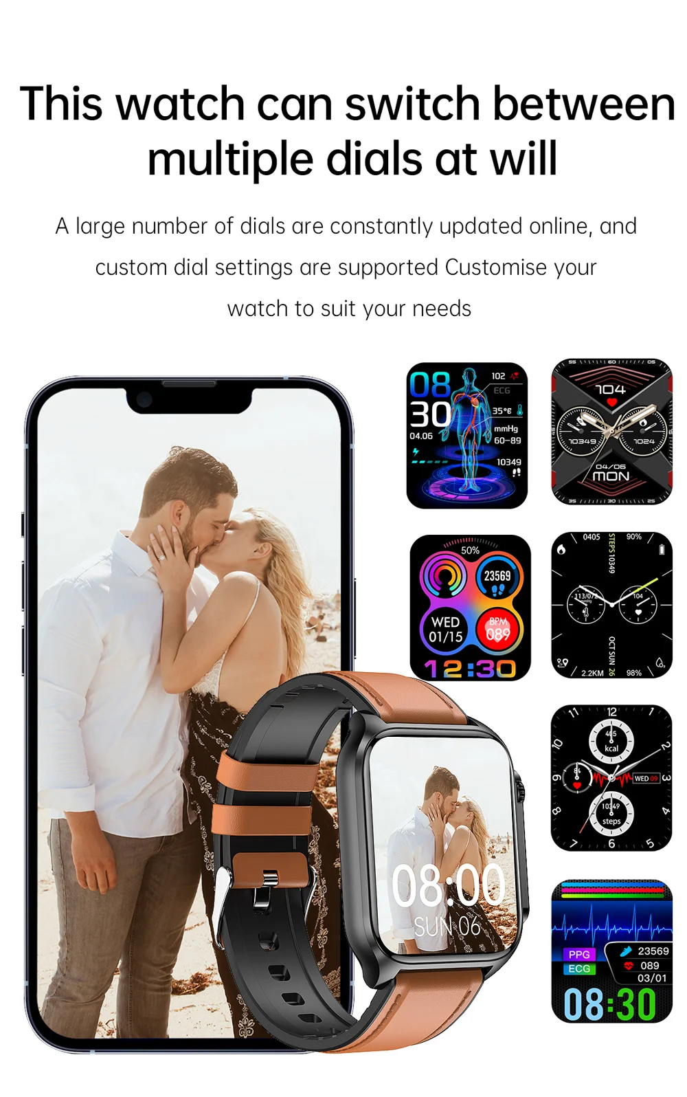 TK12 1.96" ECG + PPG Smart Watch Bluetooth Call Fitness Bracelet ...
