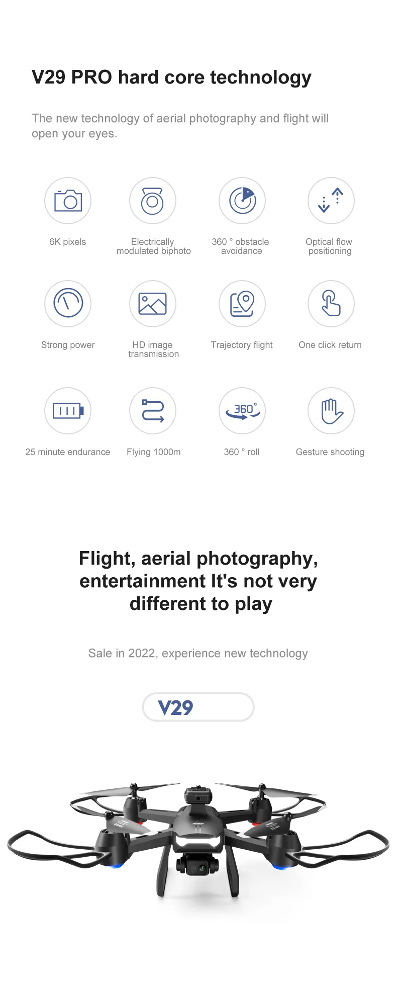 4DRC V29 360-Degree Obstacle Avoidance ESC Dual Camera Aircraft Aerial ...