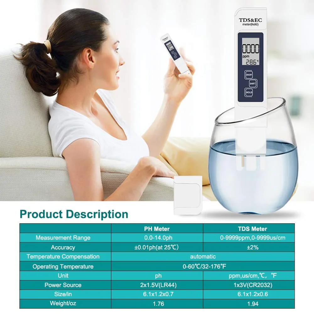 Water Quality Test Meter Professional TDS Meter Digital Water Test ...