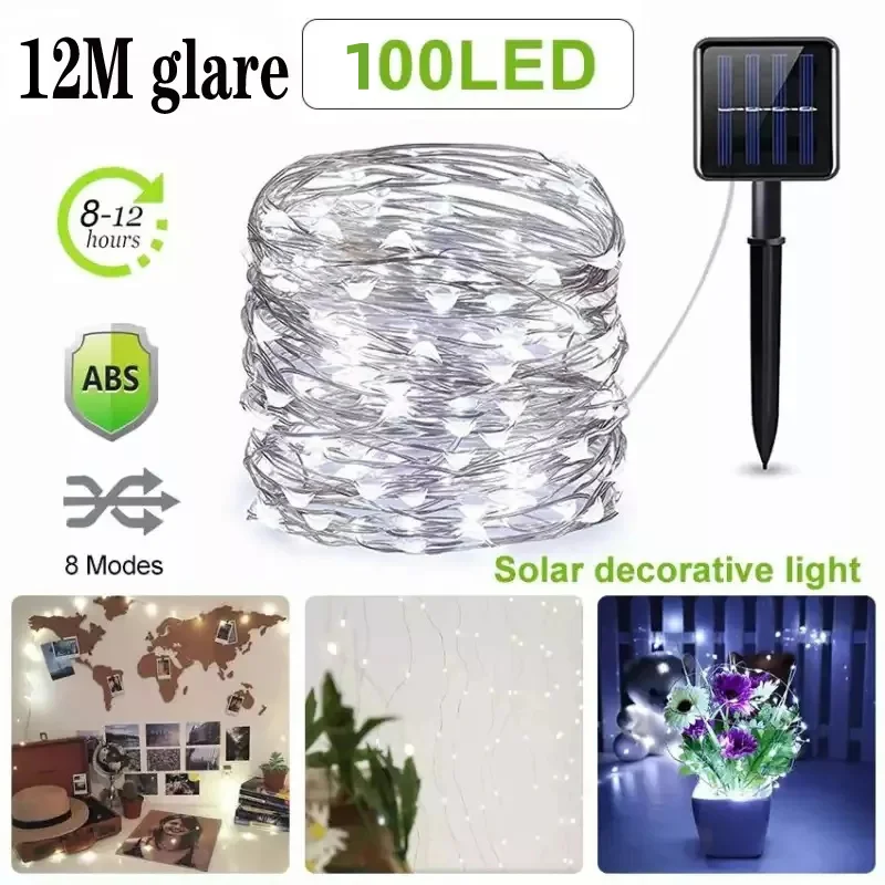 12m Solar String Light [100-LED, 8 Models] Garden Festival Wedding ...