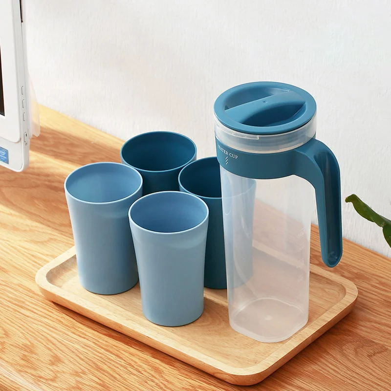 1.4L Cold Water Bottle Kettle Set with 4 Cups - Red Wholesale | TVCMALL