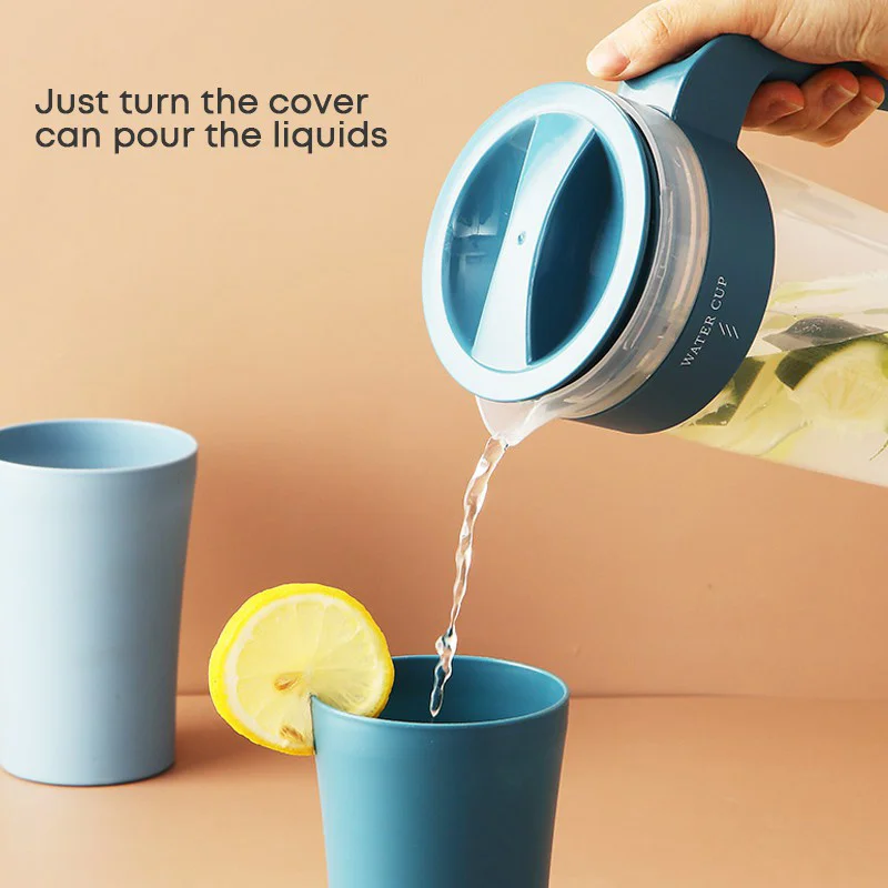 1.4L Cold Water Bottle Kettle Set with 4 Cups - Red Wholesale | TVCMALL