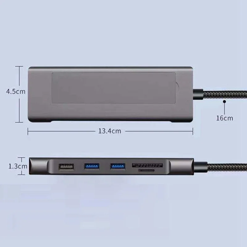 8 in 1 Multi-Port USB Type-C Hub NVME SATA M.2 Multi-function Hub Type ...