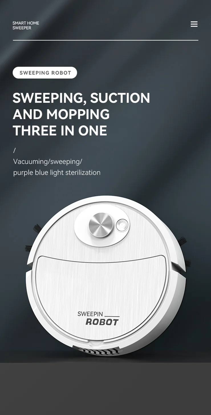8088 3 in 1 Function Smart Sweeping Robot Rechargeable Wireless Floor Vacuum Cleaner Black
