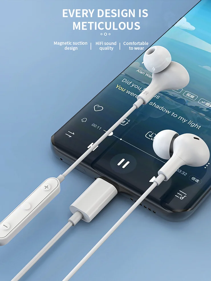 ME541 Type C Wired Earphone Line Control Stereo In Ear Music Headset for iPhone 15 Huawei Samsung