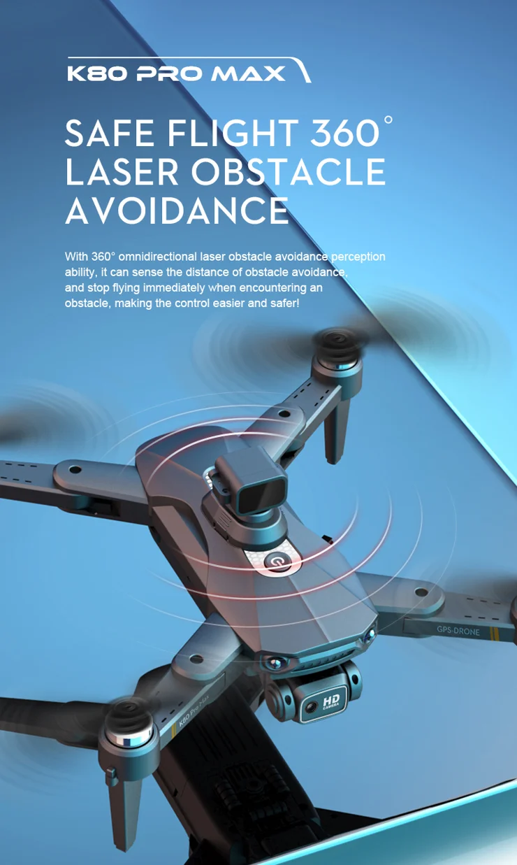 Wholesale XKJ K80 PRO MAX Foldable Drone Laser Obstacle Avoidance 8K HD Dual Camera GPS Optical Flow Dual Mode Quadcopter Single Battery Orange TVCMALL